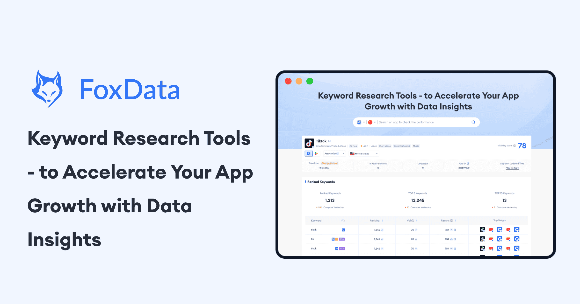 Ranked Keywords on GP & iOS Store - Keyword Analytics Tool - FoxData